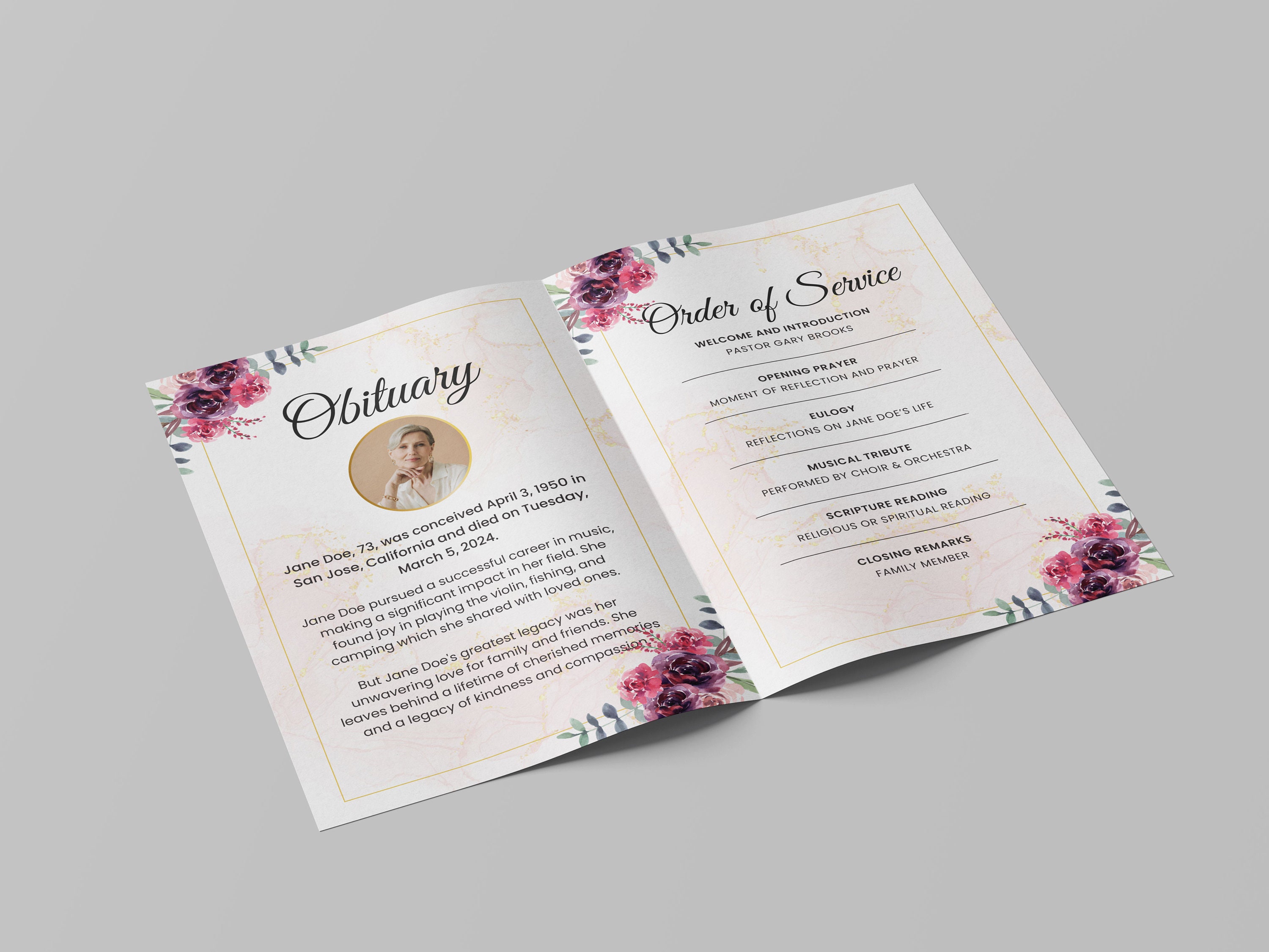20 Editable Funeral Program Templates Bundle | Customizable Obituary ...
