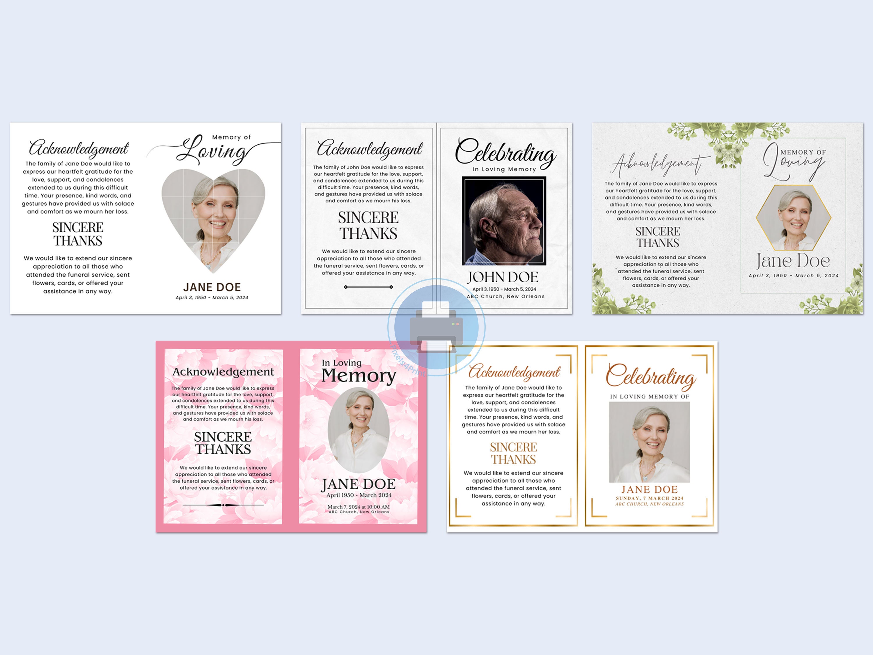 20 Editable Funeral Program Templates Bundle | Customizable Obituary ...