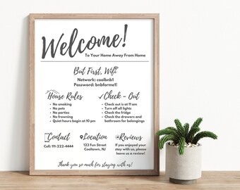 Botanical Airbnb Welcome Sign Vacation Rental Printable - Etsy