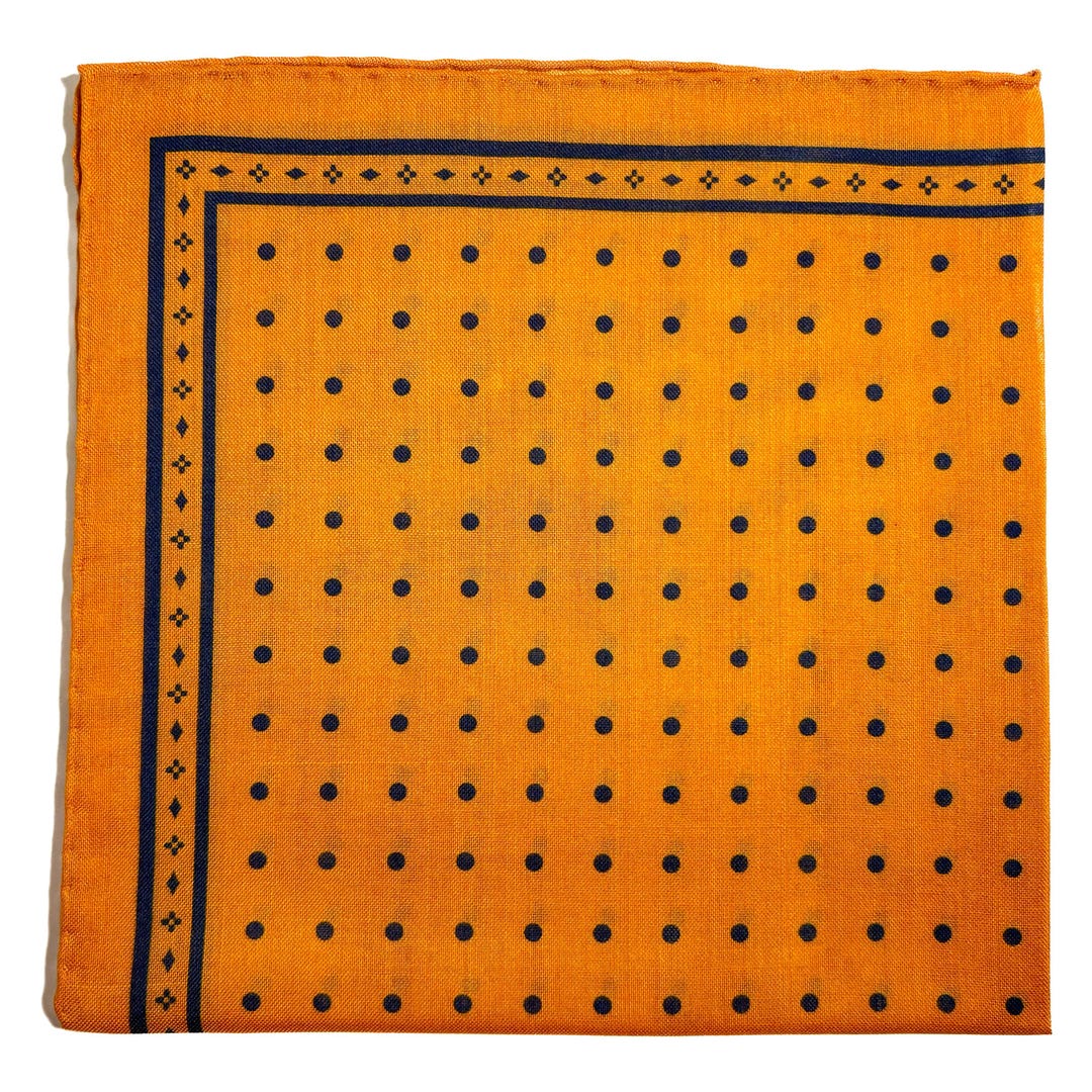 Mustard Yellow Polka Dot - Wool/silk Pocket Square (hand-rolled in ...