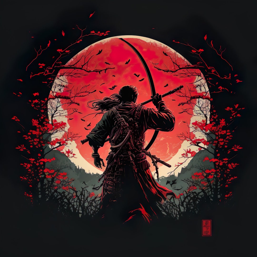 Bloodmoon,japanese Art, Handmade Art,assian Art - Etsy