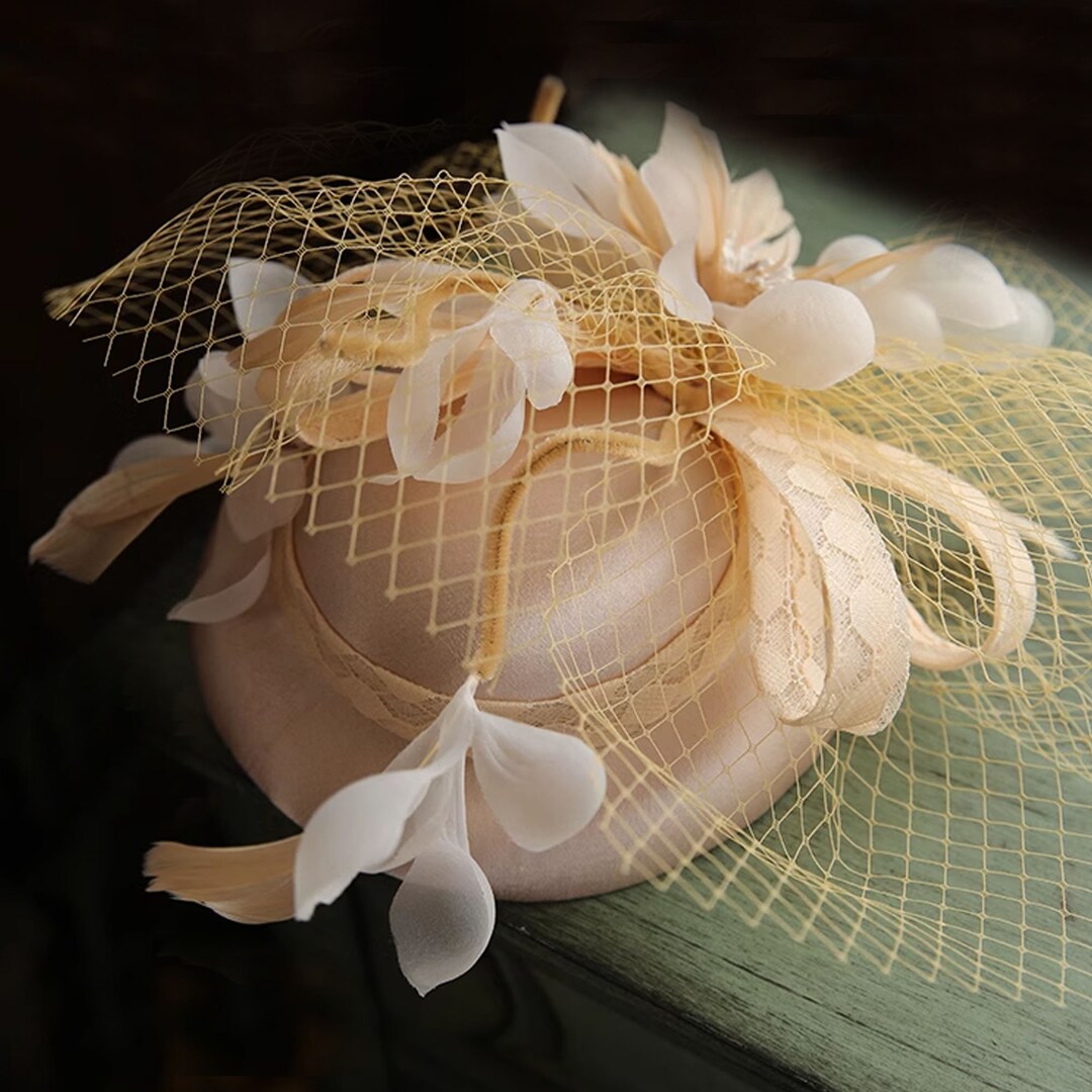 Handmade Pillbox Fascinator Hat Bridal Birdcage Fascinator Face Veil ...