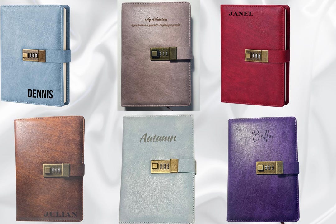 Engraved Leather Journal, Refillable, Personalized With Lock. - Etsy
