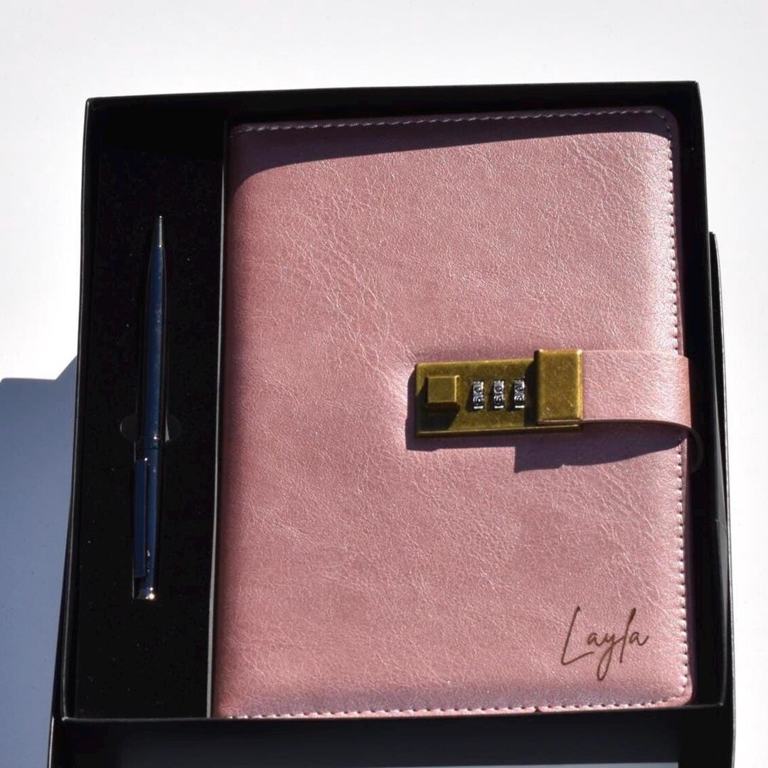 Personalized Lock Diary and Pen Set Refillable Journal Custom PU ...