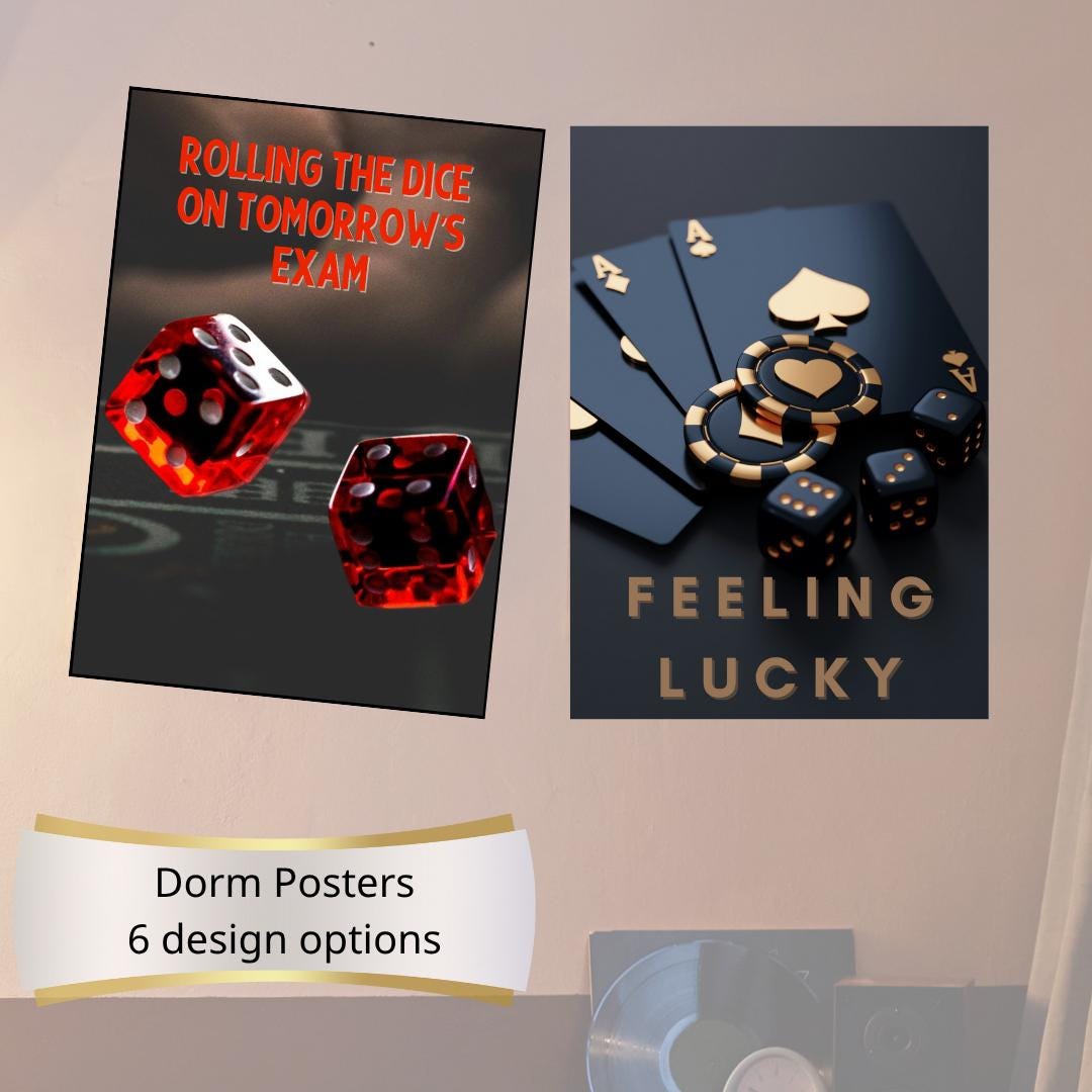 Poster for Dorm Room Art Poster Casino Theme Masculine Wall Art 1st ...