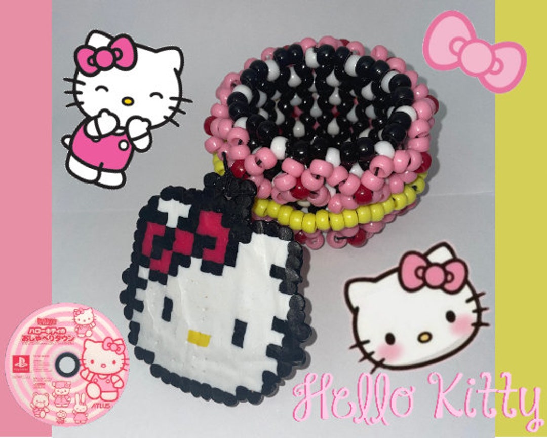 Hello Kitty Kandi Cuff W/ Perler - Etsy