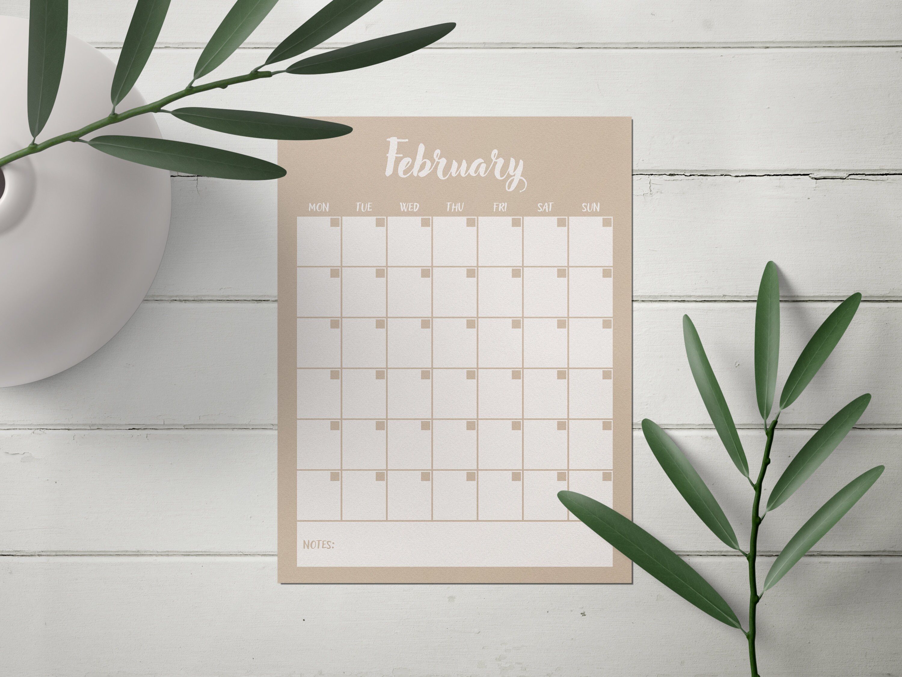 Monthly Calendar | Yearly Calendar | Printable Digital File | Blank ...