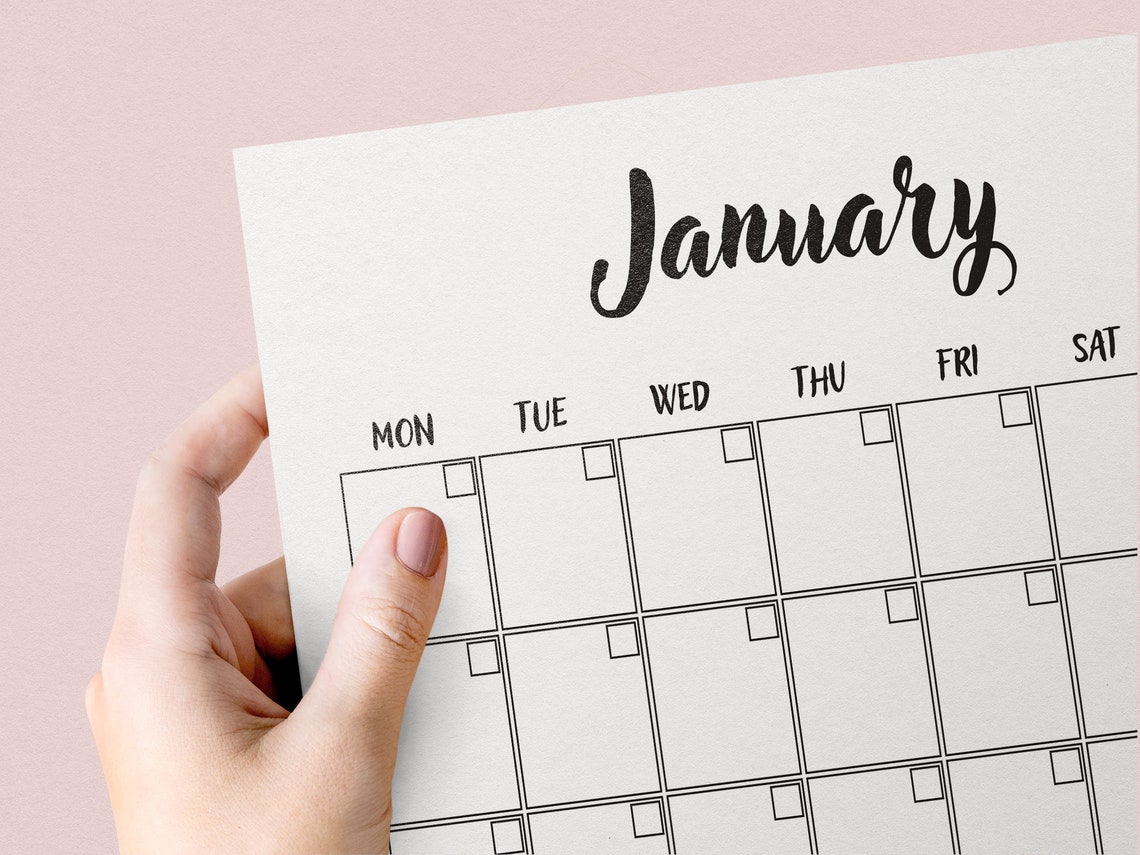 Monthly Calendar | Yearly Calendar | Printable Digital File | Blank ...