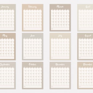 Monthly Calendar | Yearly Calendar | Printable Digital File | Blank ...