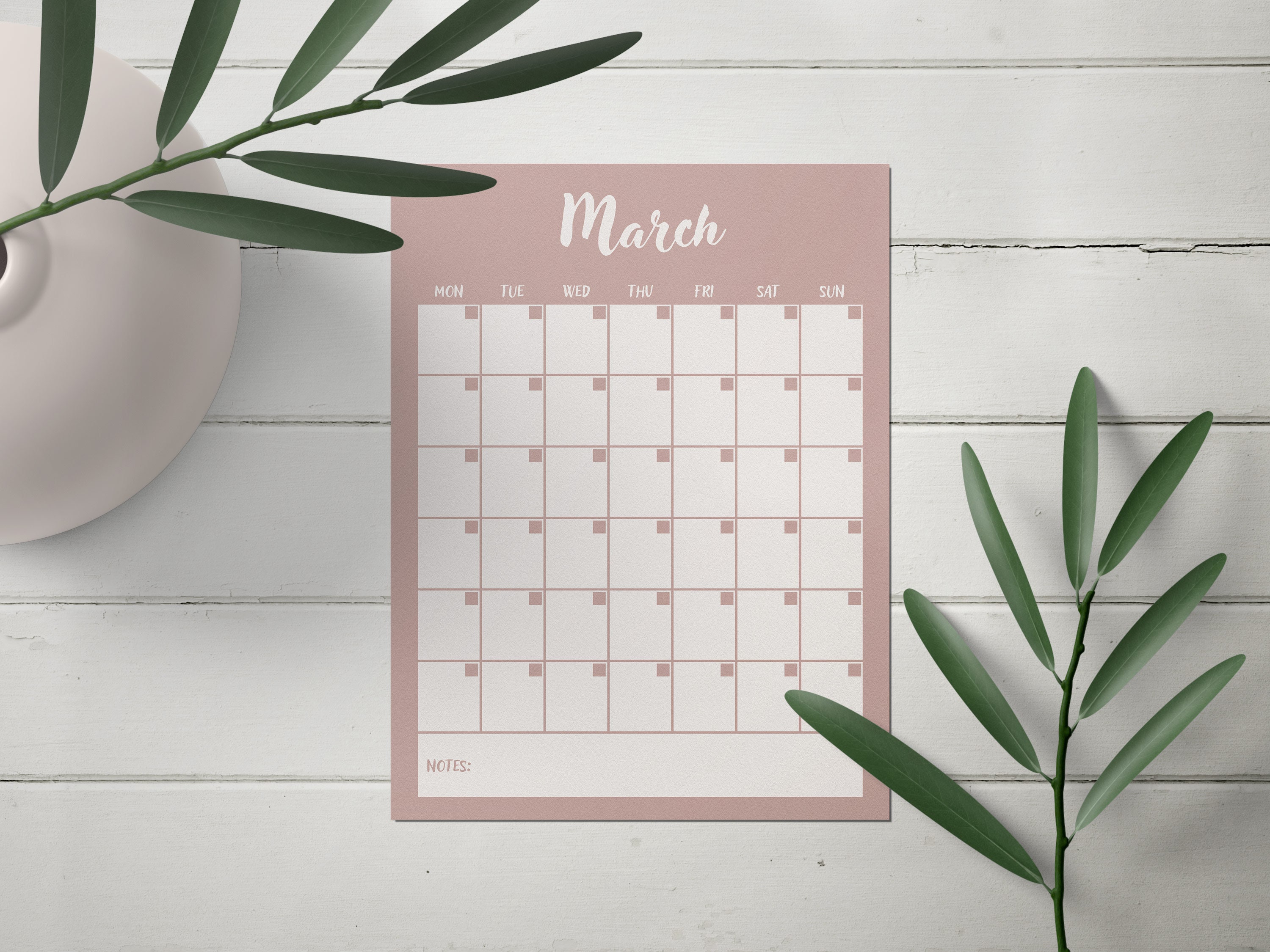 Monthly Calendar | Yearly Calendar | Printable Digital File | Blank ...