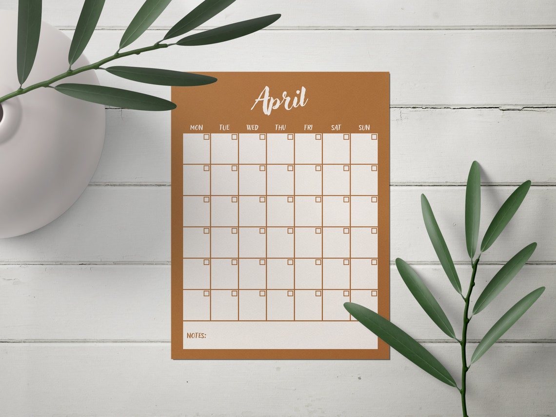 Monthly Calendar | Yearly Calendar | Printable Digital File | Blank ...