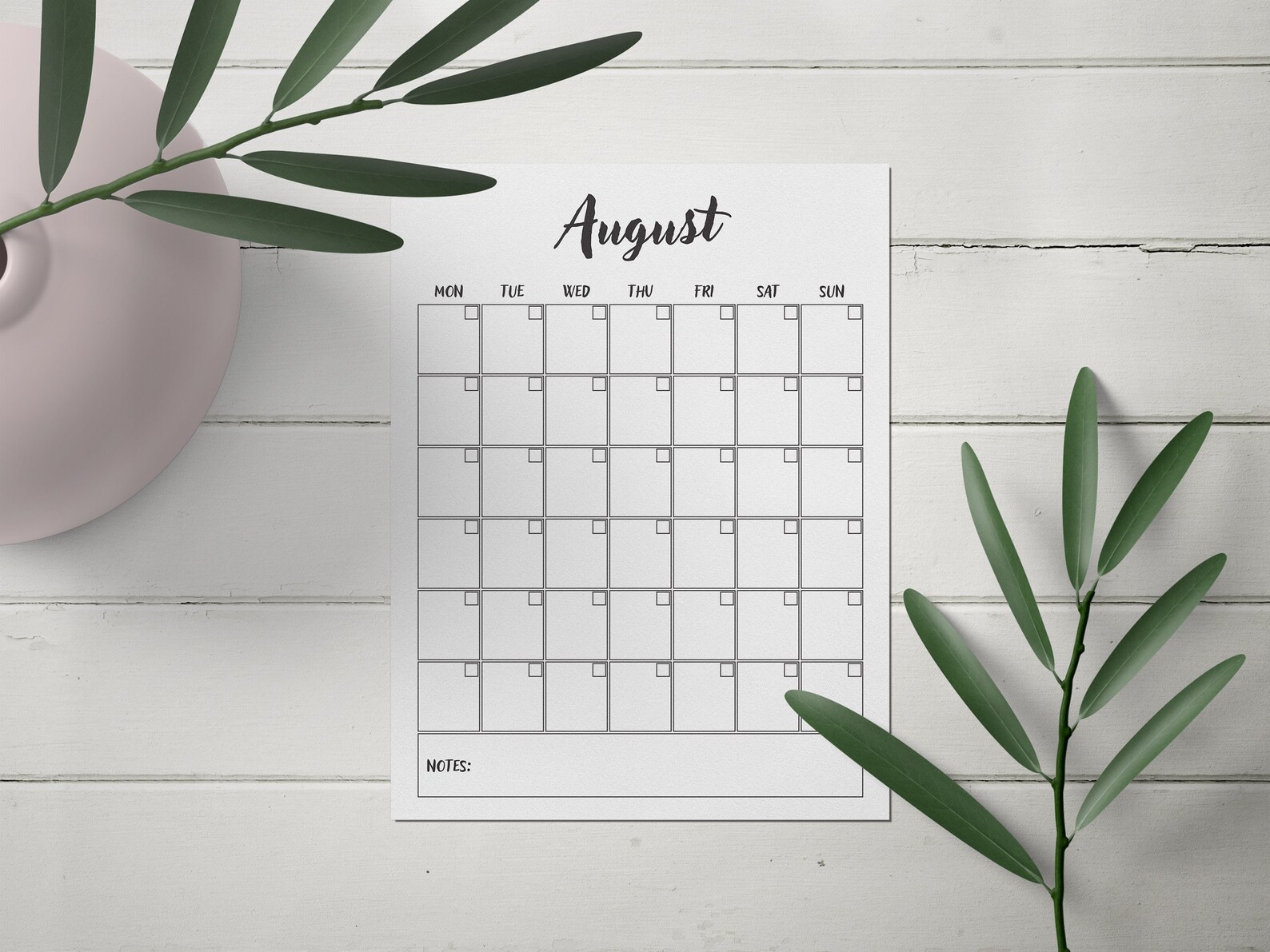 Monthly Calendar | Yearly Calendar | Printable Digital File | Blank ...