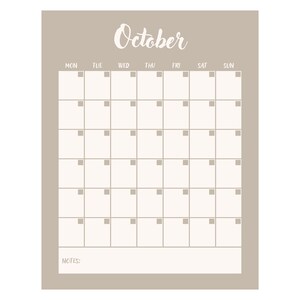 Monthly Calendar | Yearly Calendar | Printable Digital File | Blank ...