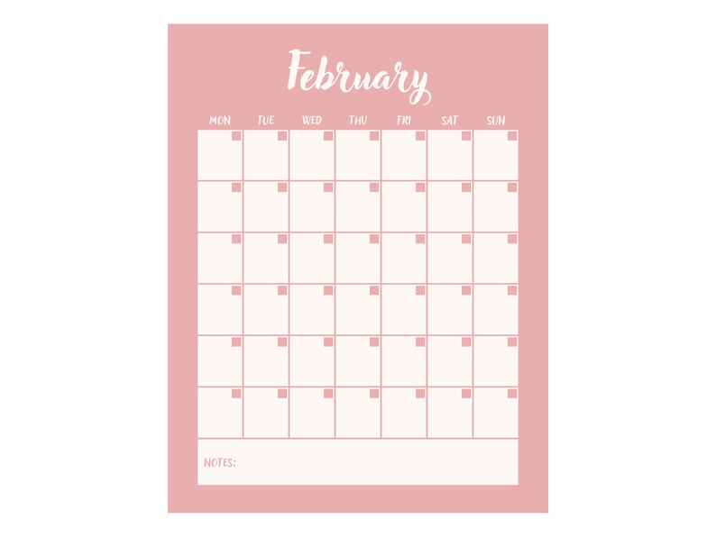 Monthly Calendar | Yearly Calendar | Printable Digital File | Blank ...