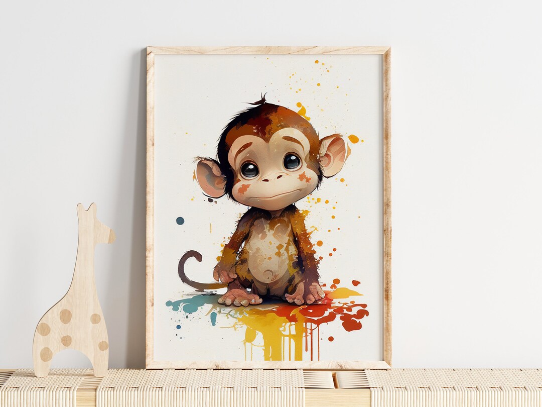 Nursery Wall Art Baby Chimp | Nursery Printable Wall Art| Cute Baby ...