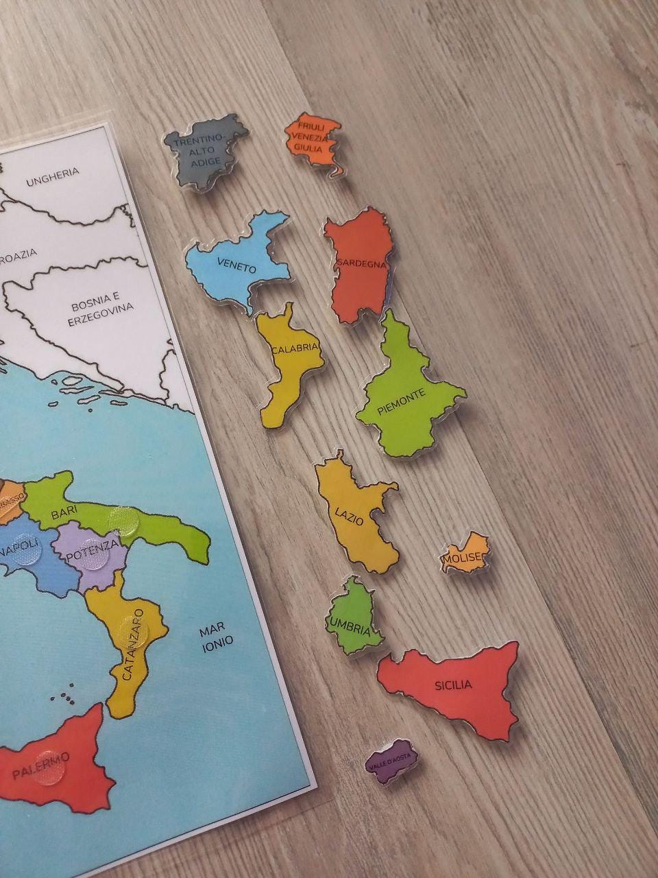 Montessori Map of Italy - Sensory Puzzle With Velcro for Kids ...