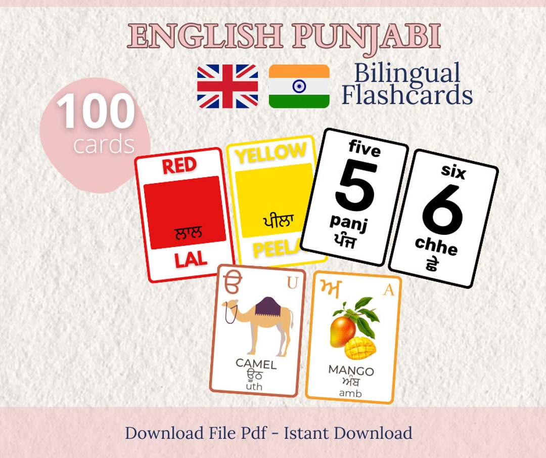 English| Punjabi| Gurmukhi| Flashcards - Digital File - Kids Activities ...