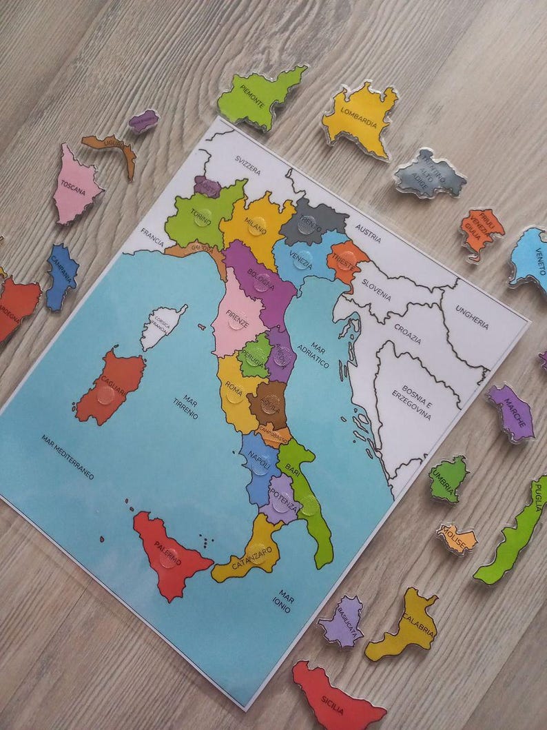 Montessori Map of Italy - Sensory Puzzle With Velcro for Kids ...