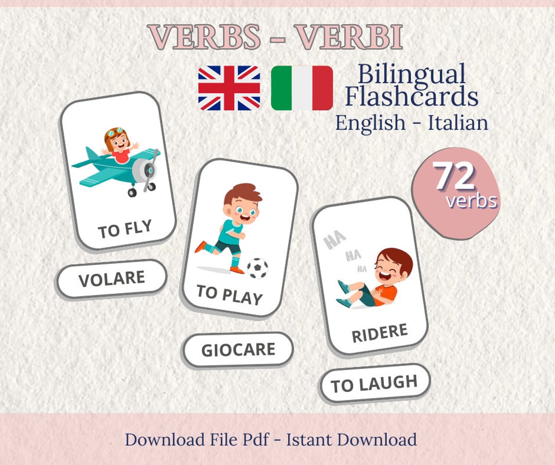 English| Italian| Verbs| Verbs| Bilingual Flashcards | Kids ...