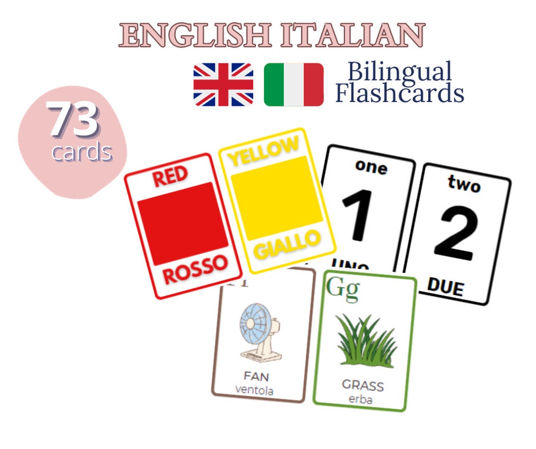 Flashcards Italian English English Italian - Etsy