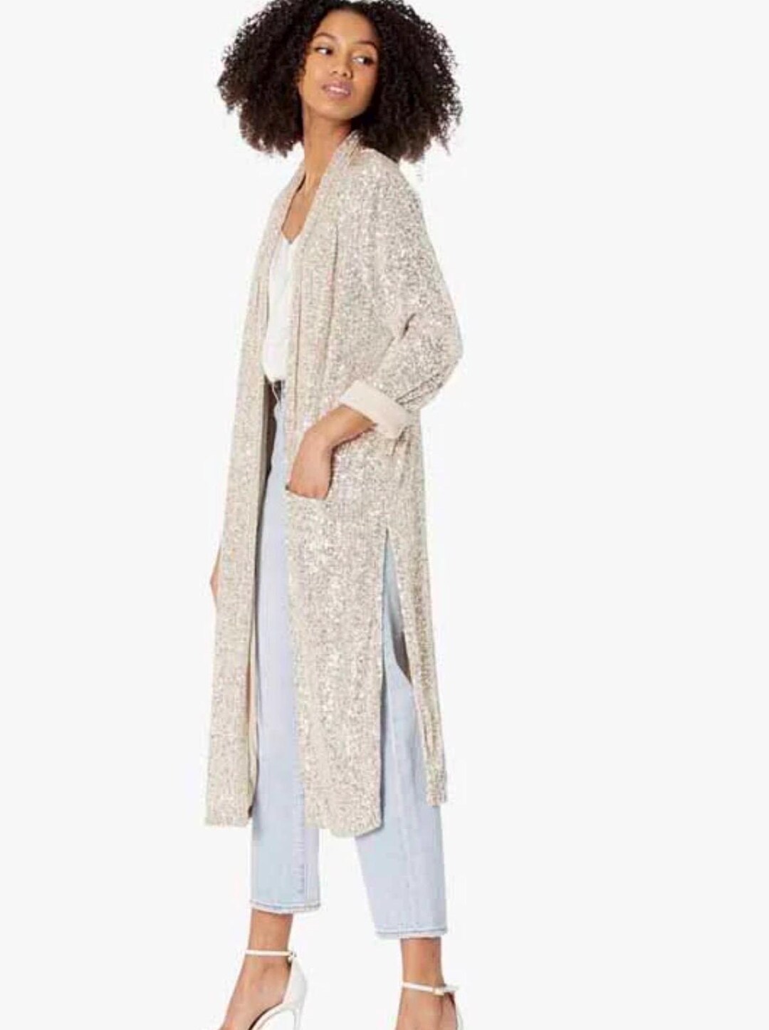 Silver Sequin Show Stopper Duster - Size 1X - Steve Madden - Quick ...