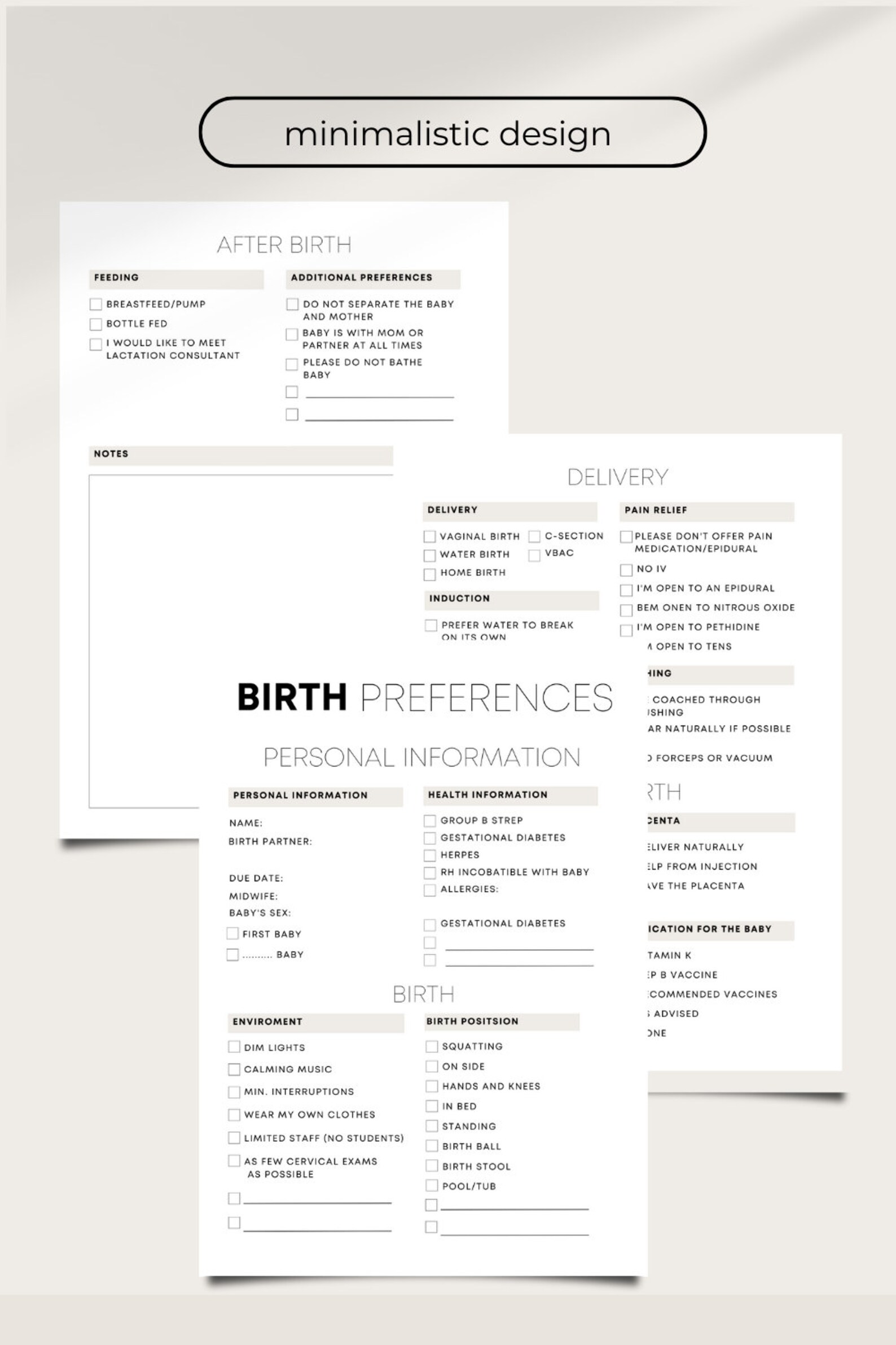 Birth Plan Template | Printable Birth Plan and Checklist - Etsy