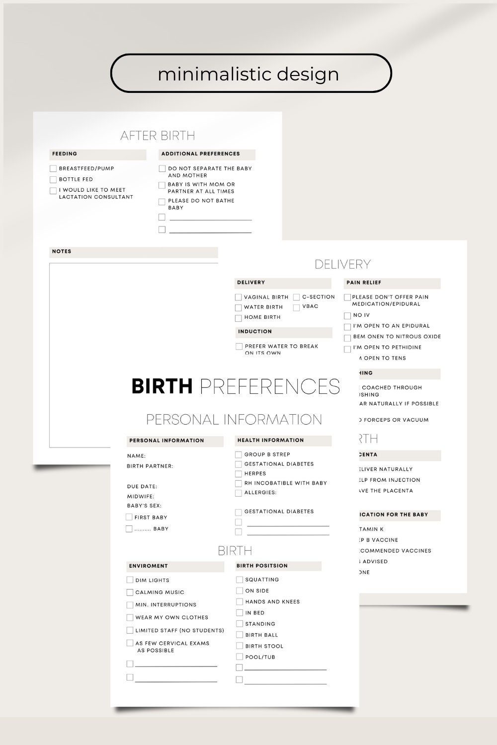 Birth Plan Template | Printable Birth Plan and Checklist - Etsy