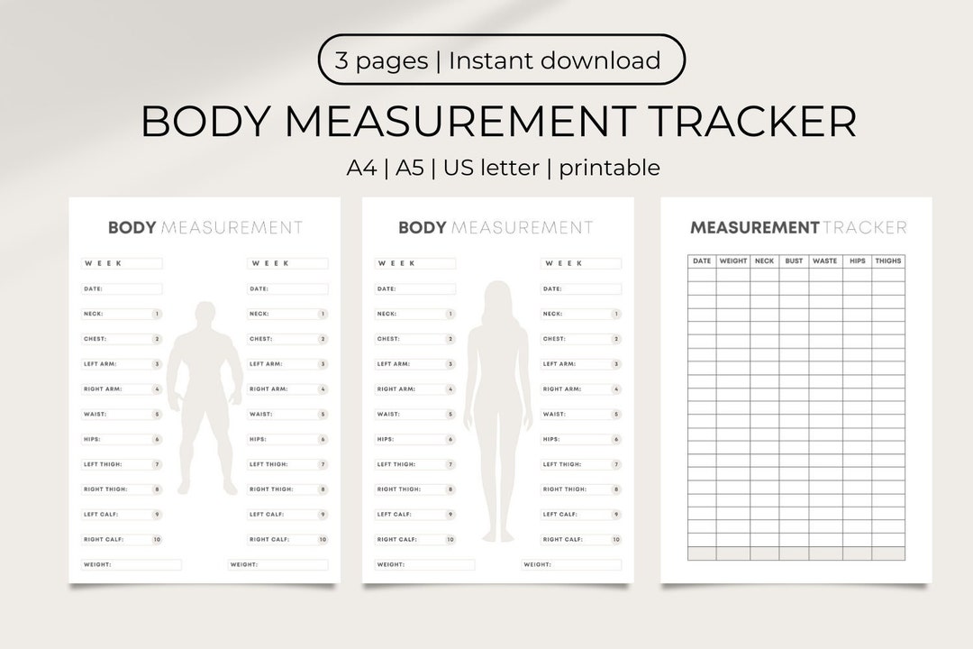 Printable Body Measurement Tracker | Body Size Log | Weight Loss ...