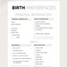 Birth Plan Template | Printable Birth Plan and Checklist - Etsy
