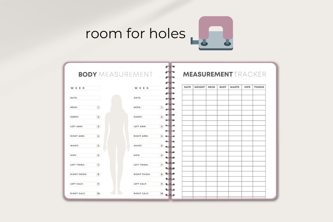 Printable Body Measurement Tracker Body Size Log Weight Loss Planner ...
