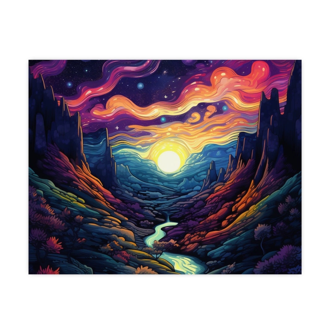 Horizontal Matte Poster With Mountain Sunset Design - Etsy