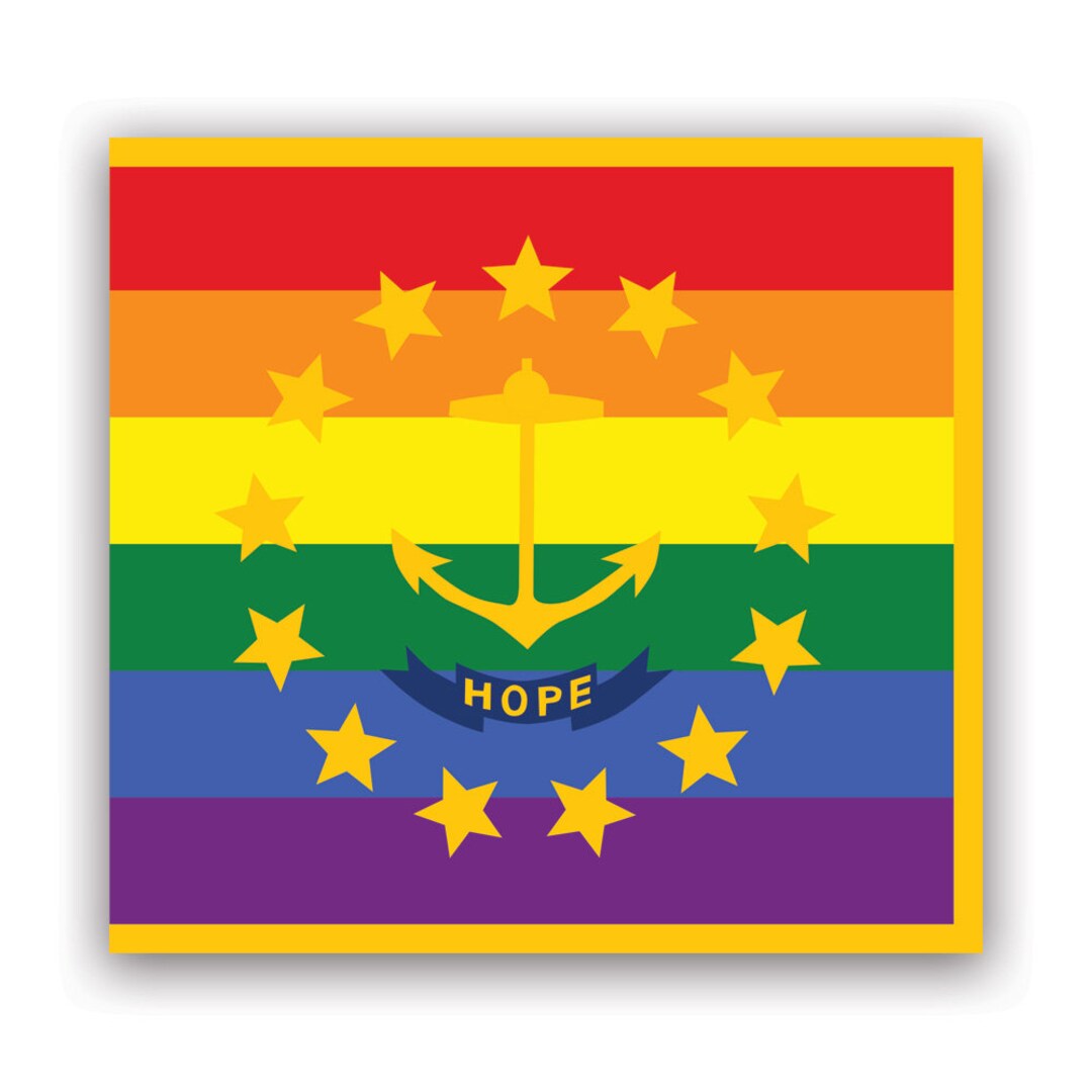 Rainbow Rhode Island Gay Pride Flag Sticker - Decal - American Made ...