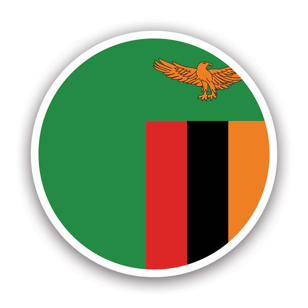 Round Zambian Flag Sticker - Decal - American Made - UV Protected ...