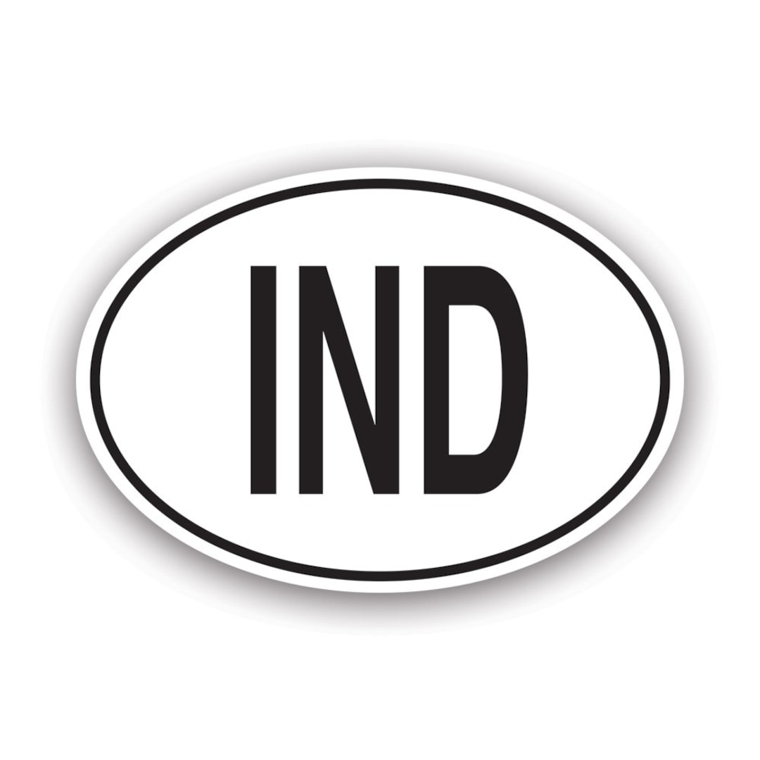 IND India Country Code Oval Sticker - Decal - American Made - UV ...