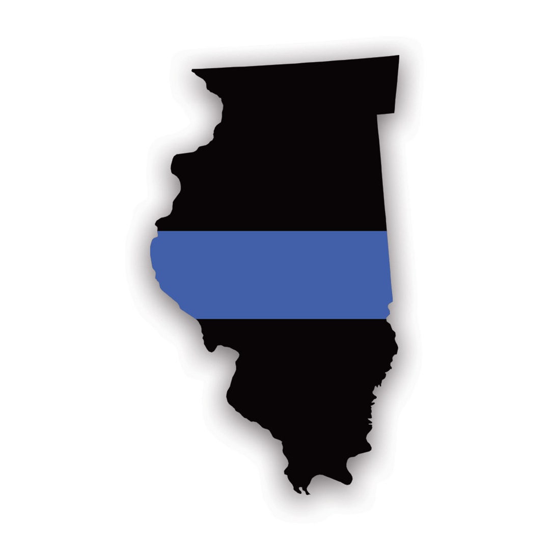 Illinois State Shaped the Thin Blue Line Sticker - Decal - American ...