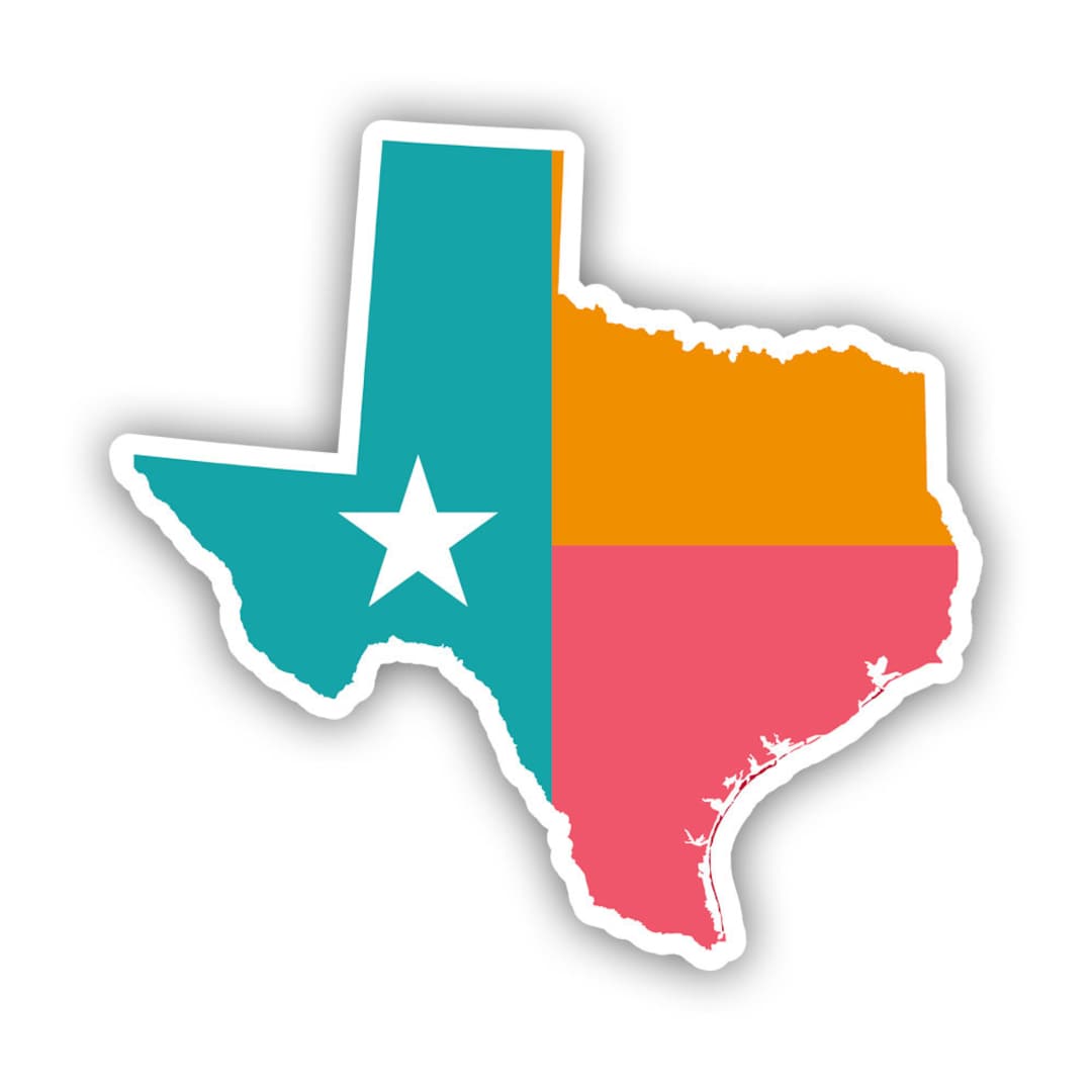 Fiesta Color Texas State Shaped Flag Sticker - Decal - American Made ...