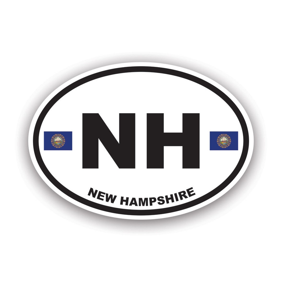New Hampshire Flag Oval Sticker - Decal - American Made - UV Protected ...