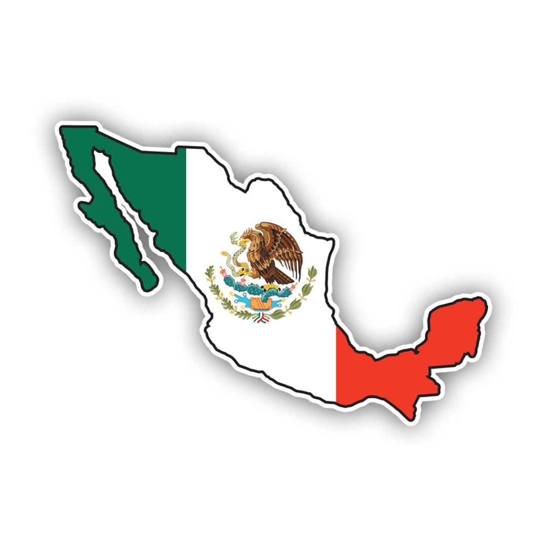 Mexico Shaped Mexican Flag Sticker - Decal - American Made - UV ...