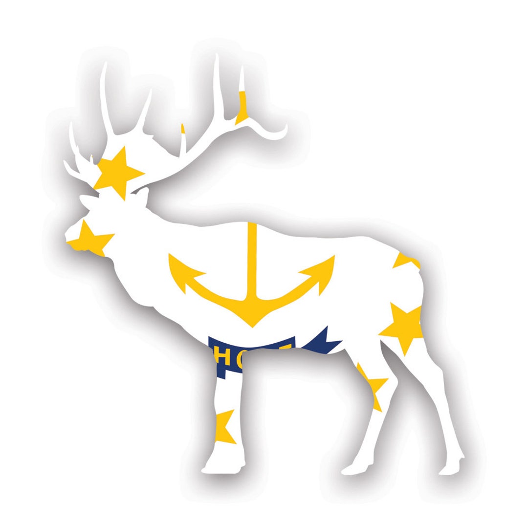 Rhode Island Deer Shaped Flag Sticker - Decal - American Made - UV ...