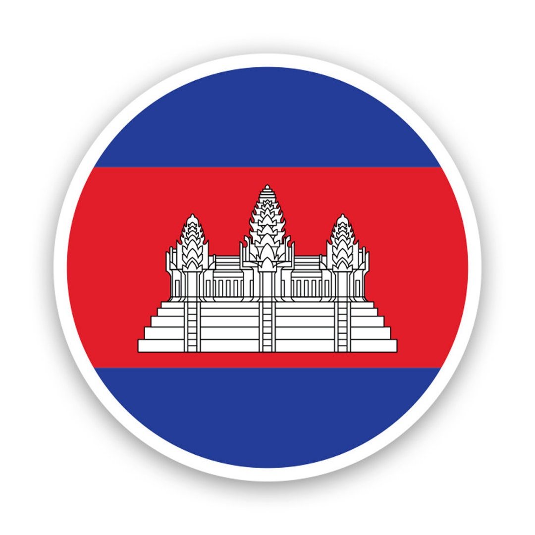 Round Cambodian Flag Sticker - Decal - American Made - UV Protected ...