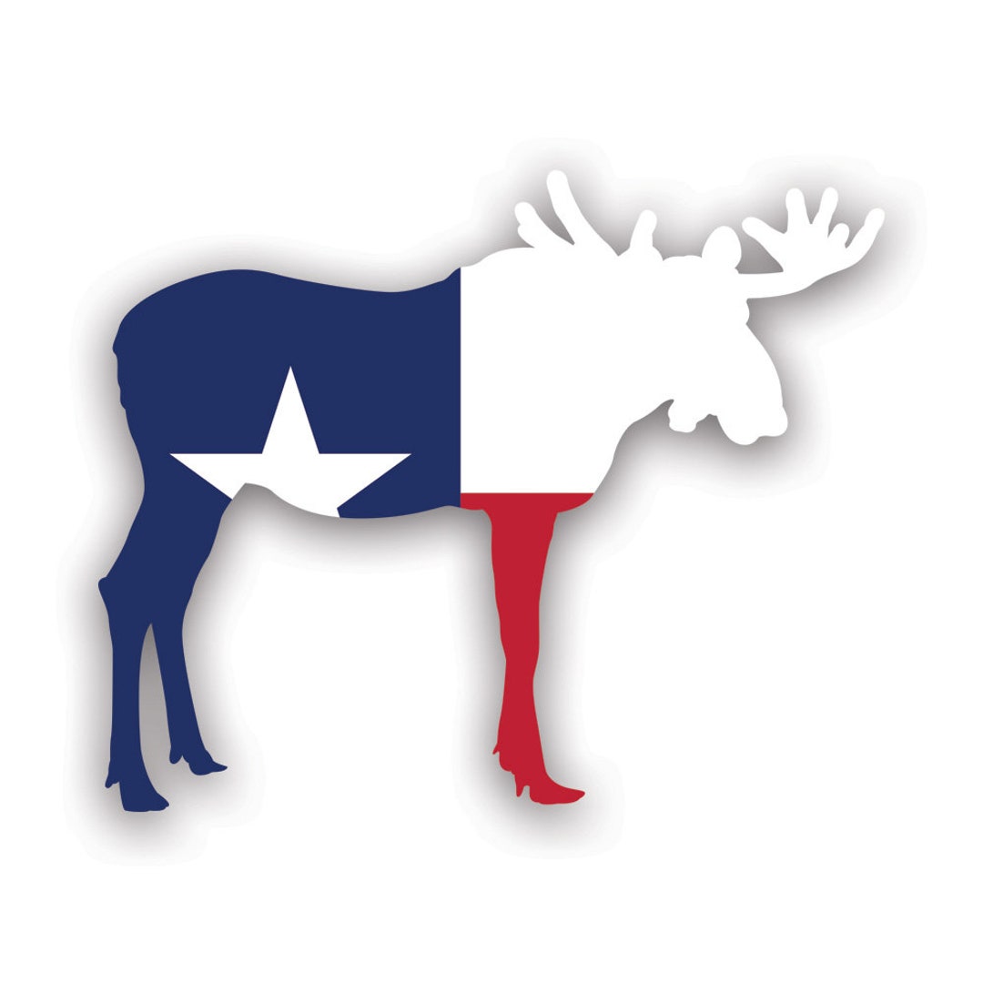 Texas Moose Shaped Flag Sticker - Decal - American Made - UV Protected ...