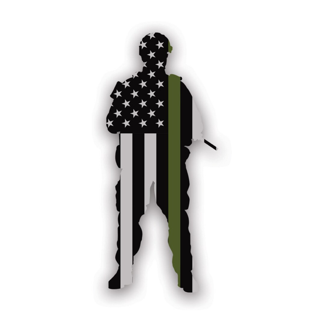 Military Thin Green Line American Flag Sticker - Decal - American Made ...