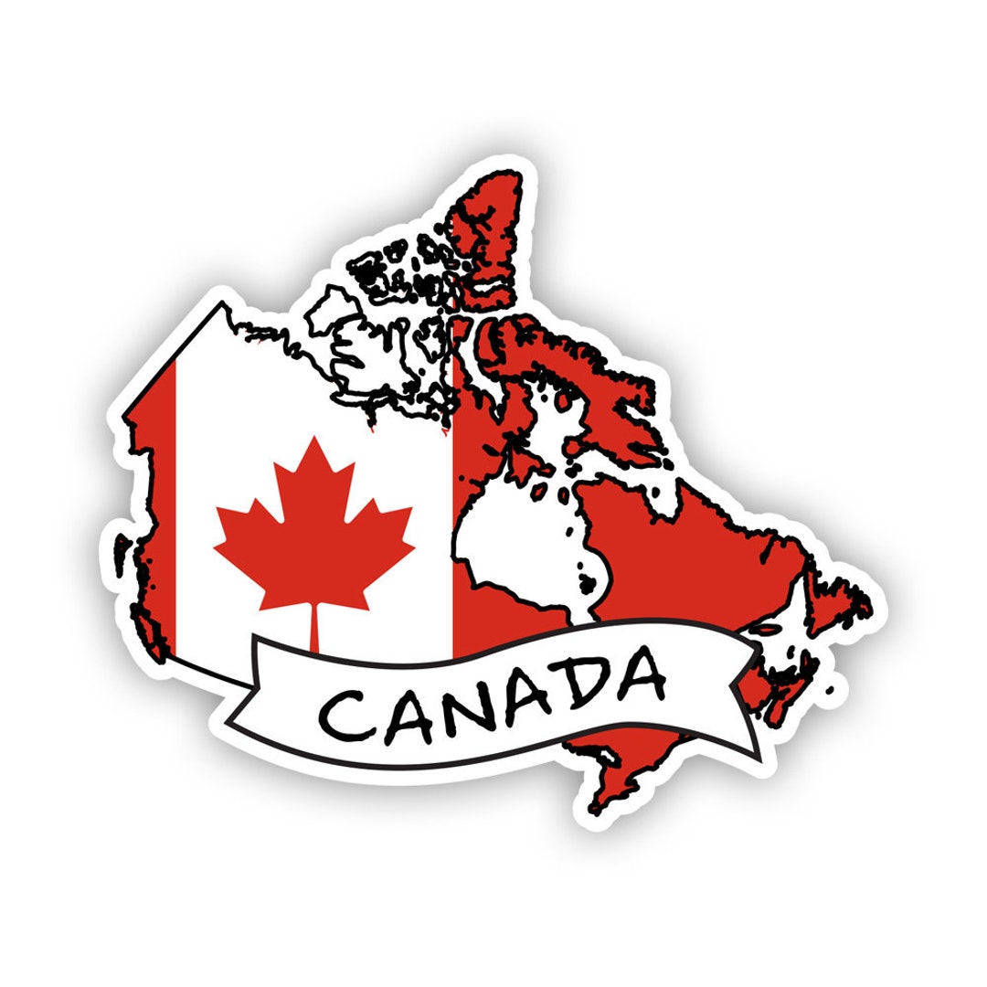 Canadian Shaped Canada Flag Sticker Decal American Made UV Protected ...