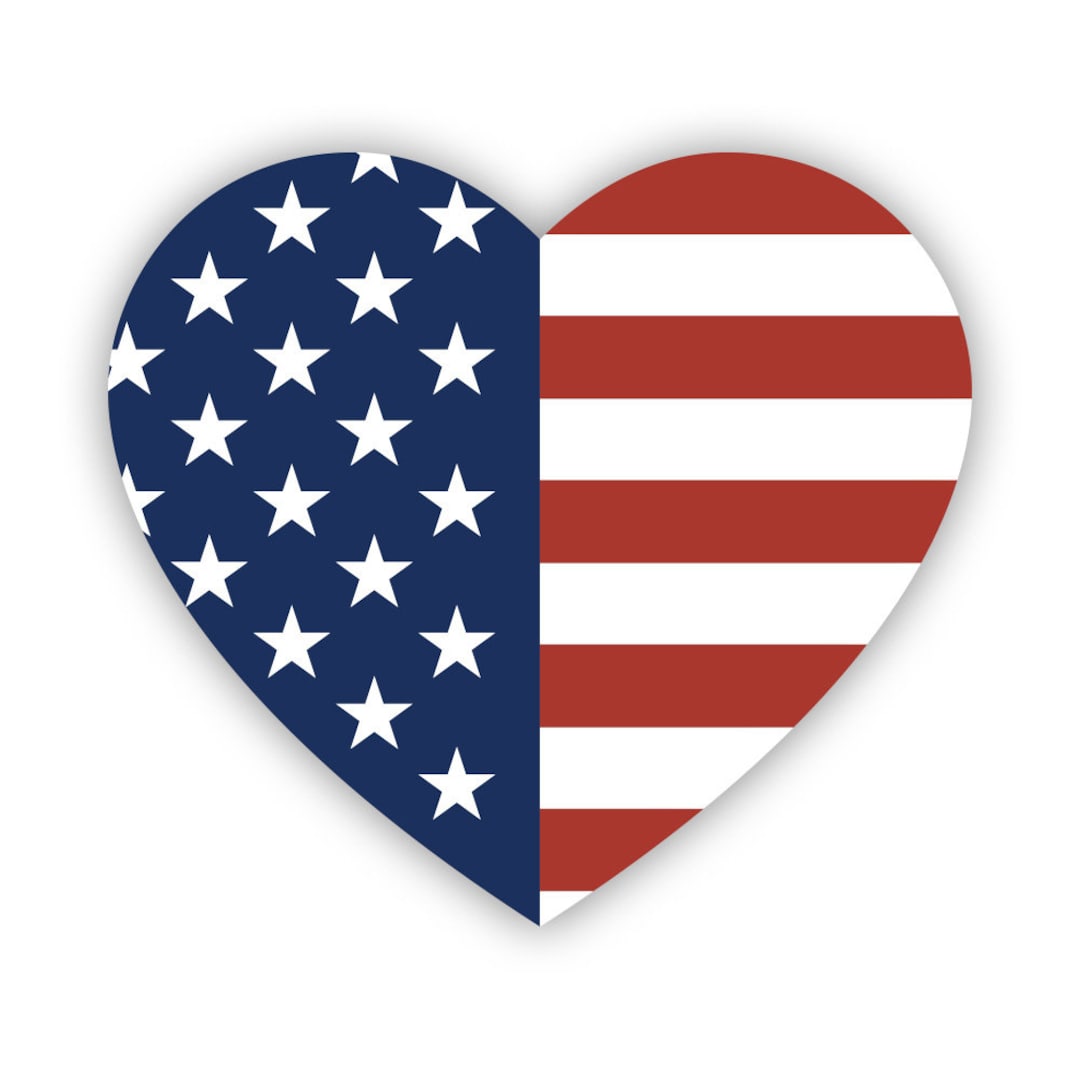 Heart Shaped USA Flag American United States of America Sticker - Decal ...