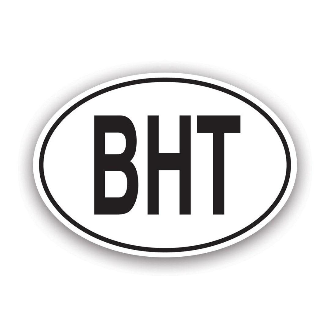 BHT Bhutan Country Code Oval Sticker - Decal - American Made - UV ...