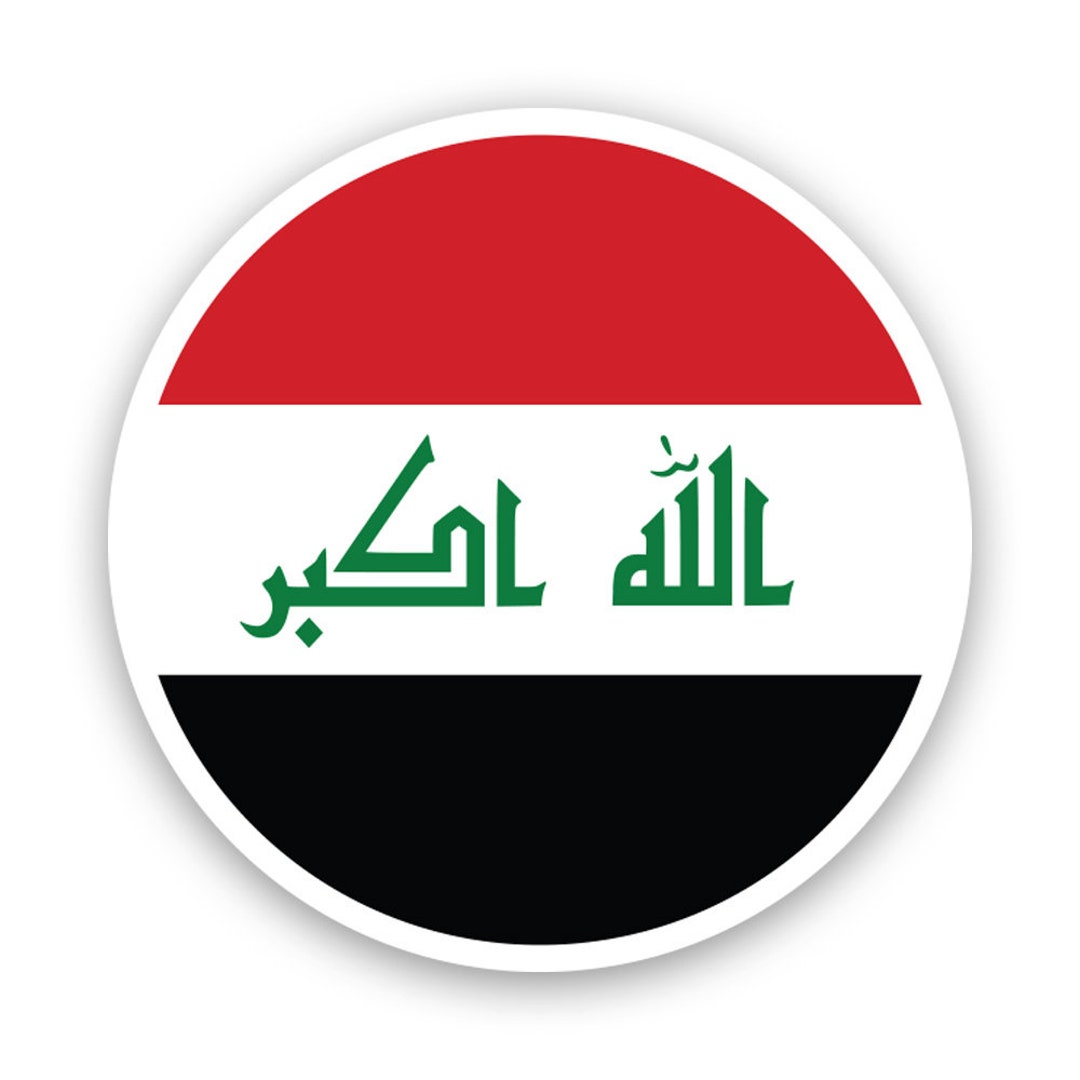 Round Iraqi Flag Sticker - Decal - American Made - UV Protected - Iraq ...