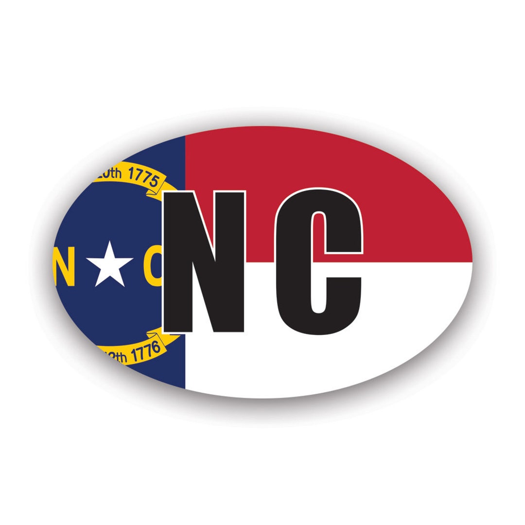 North Carolina Flag Oval Sticker - Decal - American Made - UV Protected ...