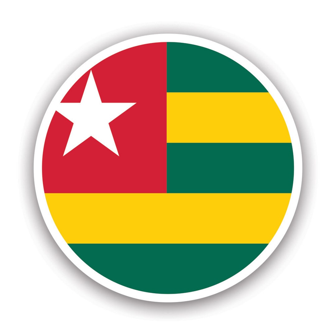 Round Togolese Flag Sticker - Decal - American Made - UV Protected Togo ...