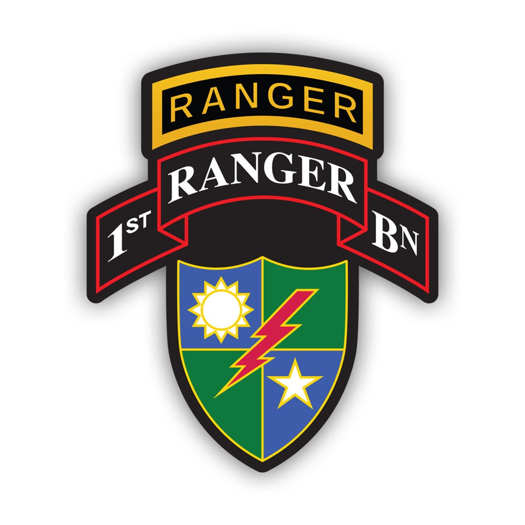 1st Ranger BN With 75th Ranger Regiment Insignia Sticker - Decal - American Made - UV Protected ...