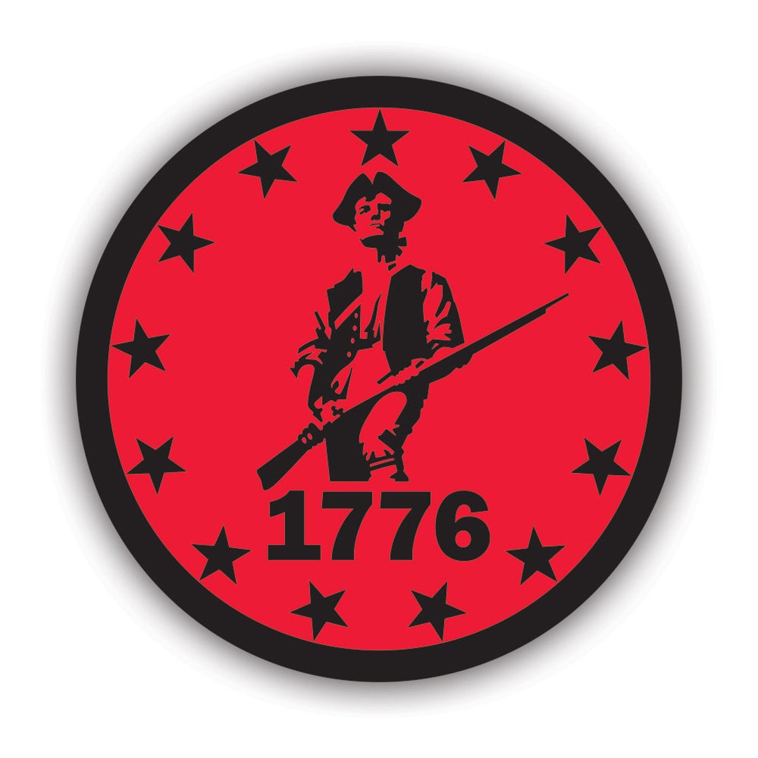 Red Round 1776 Minuteman Sticker - Decal - American Made - UV Protected ...